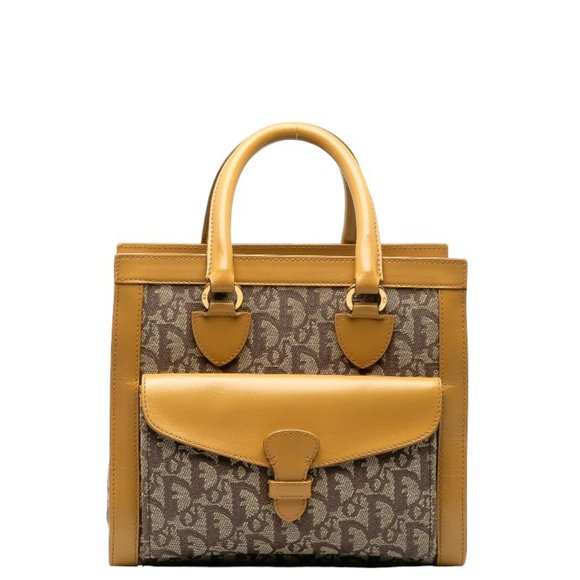 Dior | Bags | Christian Dior Dior Trotter Cd Handbag Beige Brown Canvas ...
